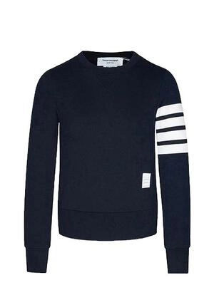 Thom Browne Sweatshirt With Striped Sleeves - Navy