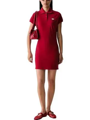 Adidas Mini Logo-embroidered Polo Dress - Red