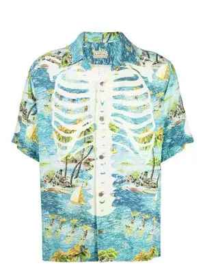 Kapital Kamekameha Bone Graphic-print Shirt - Blue