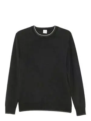 Eleventy Contrast-trim Wool Sweater - Black