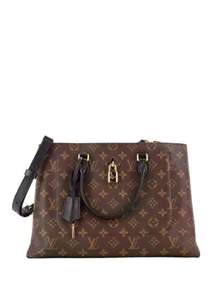 LOUIS VUITTON Louis Vuitton Flower Monogram Canvas Tote Bag Black