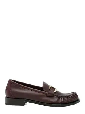 FERRAGAMO Gancini Plaque Loafers - Red