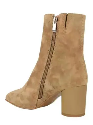 LINDA BAUMANN Suede Block-heel Ankle Boots - Neutrals