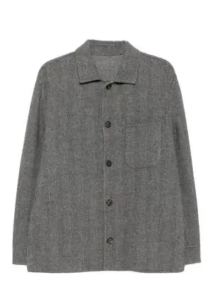 Eleventy Herringbone-pattern Button-up Overshirt - Grey