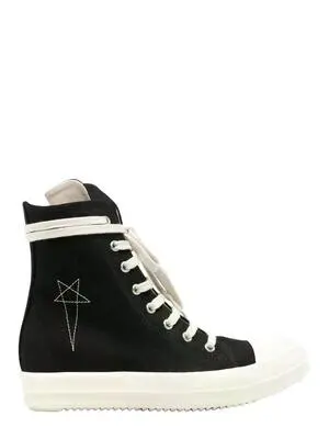 Rick Owens Embroidered Star High-top Sneakers - Black