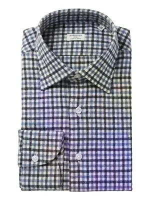BORRIELLO NAPOLI Check-print Flannel Shirt - Blue