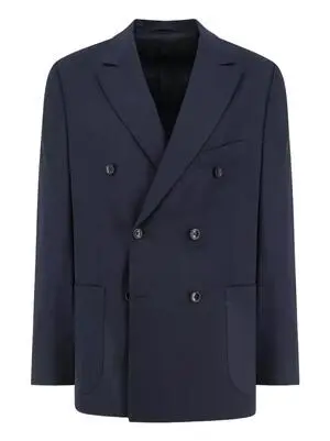 SEVEN GAUGE Double-breasted Peak-lapel Blazer - Blue