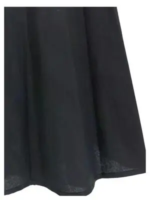 LAVI COUTURE LAVI COUTURE Black Cotton Midi Dress With Waist Tie