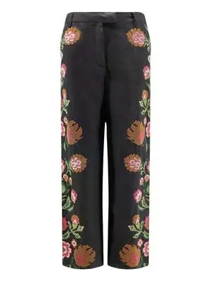 PHILIPPA 1970 Keila Floral-embroidered Trousers - Black