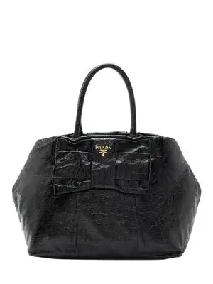 Prada Nappa Fiocco Bow Tote Bag - Black