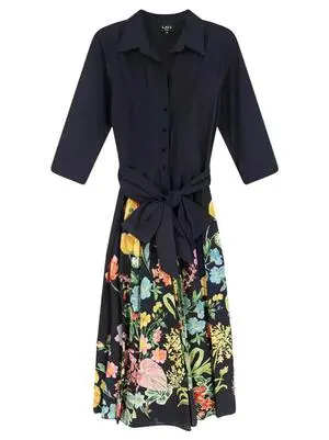 LAVI COUTURE Floral-print Tie-waist Dress - Black
