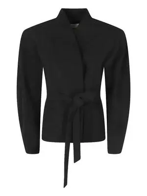 Andamane Margaux Belted Puff-sleeve Jacket - Black