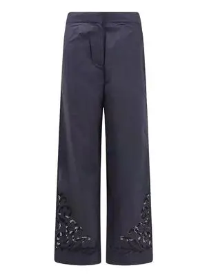 SCARLETT POPPIES Vemoza Embroidered Wide Leg Trousers - Blue