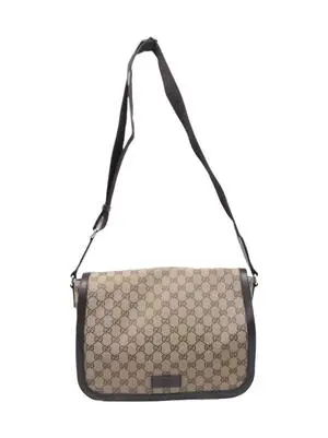 Gucci Gg Monogram Flap Messenger Bag - Grey