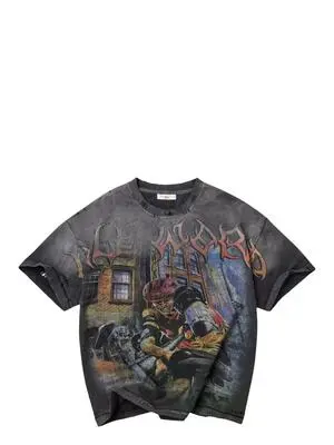 VALE FOREVER Graphic-print Distressed T-shirt - Black