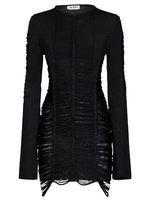 Attico Fringe Detail Mini Dress - Black