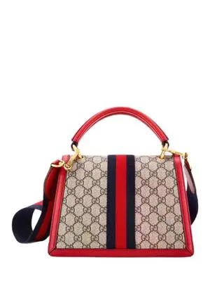 Gucci Queen Margaret Gg Coated Canvas And Leather Small Satchel - Red