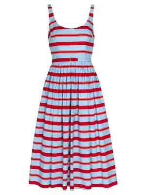 EMILIA WICKSTEAD Eglantine Striped-pattern Midi Dress - Blue