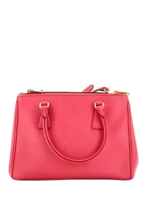 Prada Saffiano Leather Double Zip Tote Bag - Pink