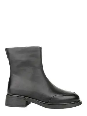LINDA BAUMANN Side-zip Leather Ankle Boots - Black