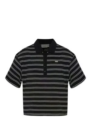 GESTUZ Striped Polo Shirt - Black
