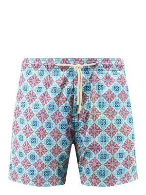 PENINSULA SWIMWEAR Panarea Tile-print Swim Shorts - Blue