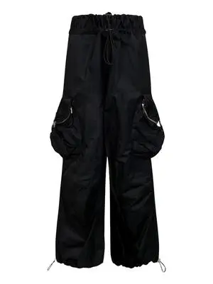 Attico Drawstring-waist Cargo-pockets Trousers - Black