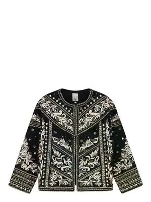 SCARLETT POPPIES And Beige Embroidered Sequin-embellished Jacket - Black