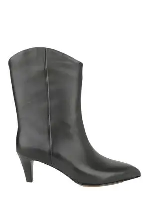 LINDA BAUMANN Pointed-toe Leather Boots - Black