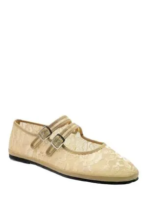 GONDOLINA Colombina Lace Mary Jane Ballet Flats - Neutrals