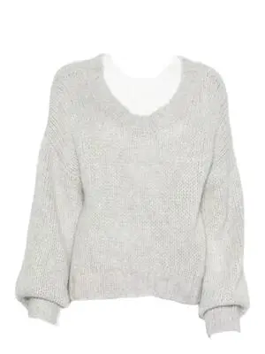 EMERSON RENALDI Chunky Knit Crew Neck Sweater - Grey