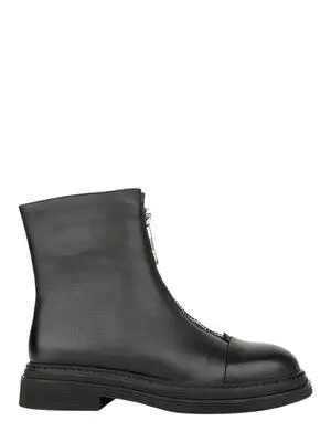 LINDA BAUMANN Front-zip Ankle Boots - Black