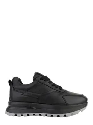 LINDA BAUMANN Panelled Leather Sneakers - Black