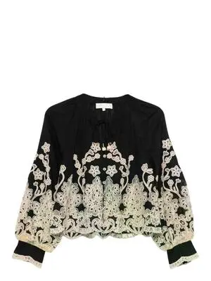 Sea Gracelyn Lace-trimmed Embroidered Blouse - Black
