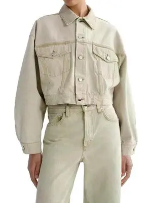 AGOLDE Palmer Cropped Denim Jacket - Neutrals