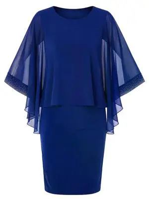 Frank Lyman Embellished Cape Overlay Mini Dress - Blue
