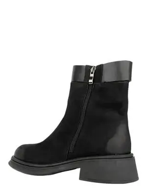 LINDA BAUMANN Paneled Ankle Boots With Buckle Detail - Black