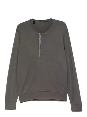 TOM FORD Logo Embroidered V-neck Sweater - Grey