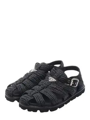 Prada 2010s Fisherman Crochet Sandals - Black