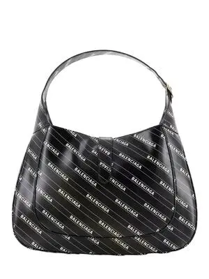Gucci X Balenciaga The Hacker Project Jackie 1961 Printed Leather Medium Hobo Bag - Black