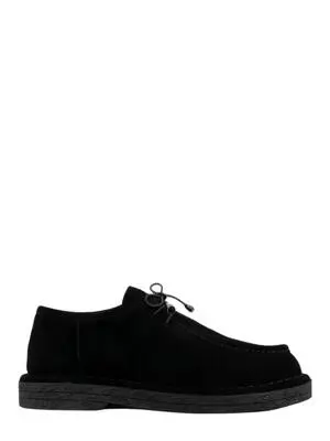 LINDA BAUMANN Suede Lace-up Loafers - Black