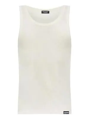 Dsquared2 Cotton Round Neck Tank Top With Embroidered Logo - White