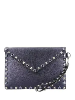 Valentino Garavani Rockstud Crystal-embellished Clutch Bag - Blue