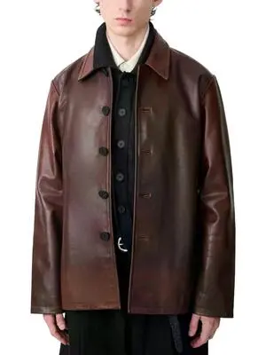 Studio Nicholson Landau Leather Jacket - Brown