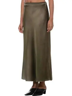Avant Toi Satin-finish Maxi Skirt - Green