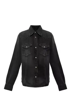 DIESEL® Treated Denim Western Shirt - Black