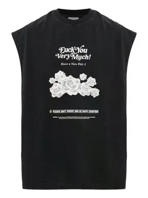 Vetements Graphic-print Sleeveless T-shirt - Black