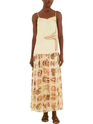 Farm Rio Sleeveless Maxi Dress With Marine Shell Print - Neutrals