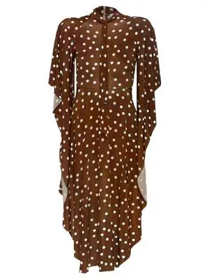VETEMENTS VETEMENTS Brown Polka-Dot Asymmetric Dress