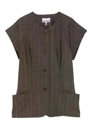 GANNI Pinstripe Vest - Brown